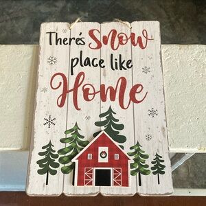 Holiday | Nwt Glittered Theres Snow Place Like Home Wooden Decor Sign ...